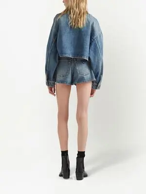 Prada Triangle-logo Denim Shorts
