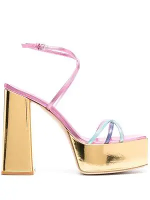 HAUS OF HONEY 135mm Metallic Platform Sandals - Pink