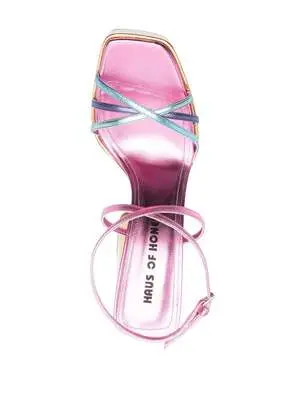 HAUS OF HONEY 135mm Metallic Platform Sandals - Pink