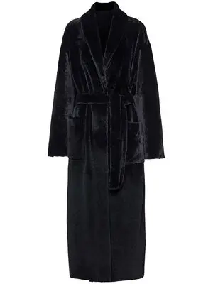 Prada Belted-waist Shearling Coat