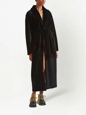 Prada Belted-waist Shearling Coat