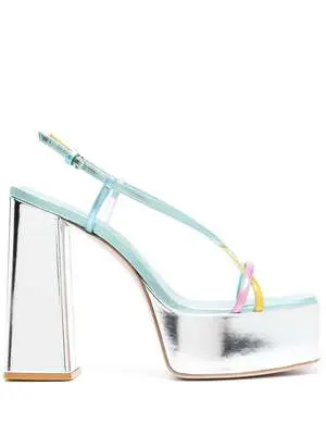 HAUS OF HONEY Metallic Platform Sandals - Blue