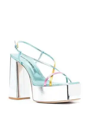 HAUS OF HONEY Metallic Platform Sandals - Blue