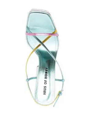 HAUS OF HONEY Metallic Platform Sandals - Blue