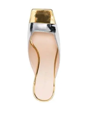 WANDLER Metallic Peep-toe Mules