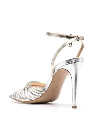 TWINSET Metallic-effect Calf-leather Stiletto Sandals - Silver