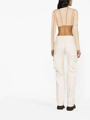 AMBUSH Contrast-trim Cropped Cardigan - Neutrals