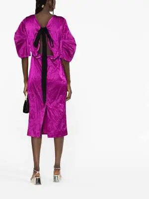 Erdem Floral-embroidered Puff-sleeve Midi Dress