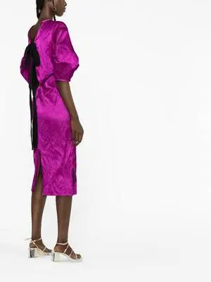 Erdem Floral-embroidered Puff-sleeve Midi Dress