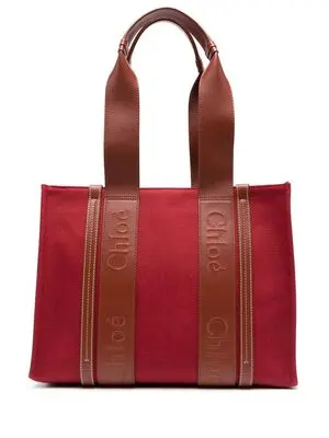 Chloé Linen Embroide-logo Tote Bag