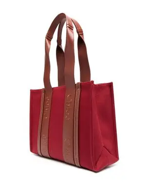 Chloé Linen Embroide-logo Tote Bag