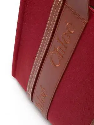 Chloé Linen Embroide-logo Tote Bag