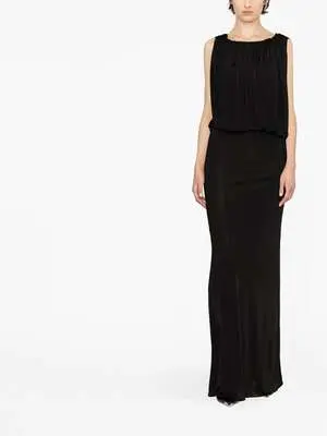 Saint Laurent Draped Sleeveless Jersey Dress