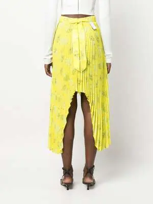 Rokh Arch Pleated Midi Skirt - Yellow