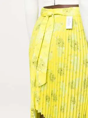 Rokh Arch Pleated Midi Skirt - Yellow