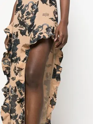 Rokh Ruffle Detail Long Dress - Neutrals