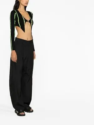 AMBUSH Contrast-trim Cropped Cardigan - Black