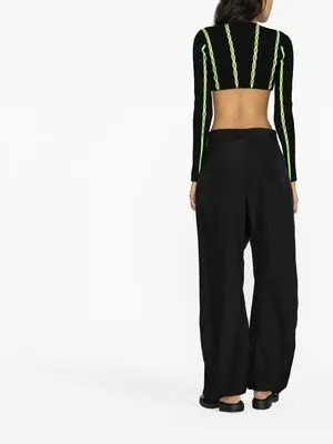 AMBUSH Contrast-trim Cropped Cardigan - Black