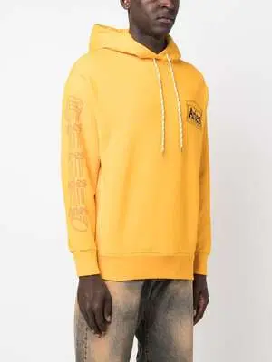 Aries Embroidered-logo Pullover Hoodie - Yellow