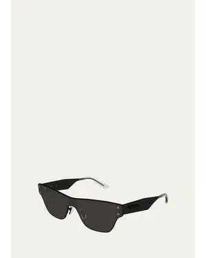 Bottega Veneta Rectangle Monochromatic Metal Sunglasses - Black