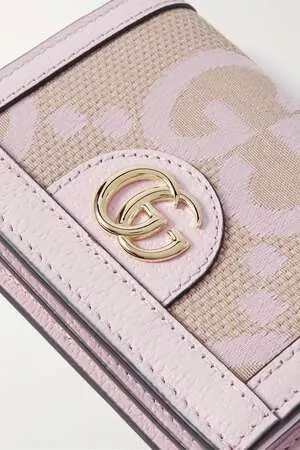 Gucci Ophidia Canvas-jacquard Trimmed Textured-leather Wallet