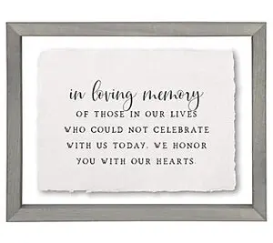 SINCERE SURROUNDINGS 14' In Loving Memory. Flo Ating Frame Art - One-color