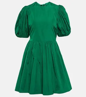 Red Valentino Puff-sleeve Taffeta Minidress