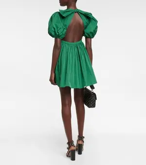 Red Valentino Puff-sleeve Taffeta Minidress