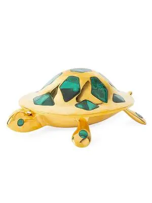 Jonathan Adler Brass & Malachite Turtle Box - One-color