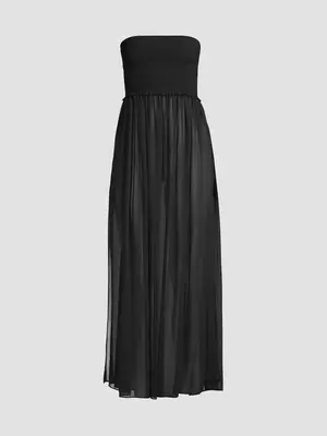 Ramy Brook Calista Smocked Strapless Flare Dress - Black