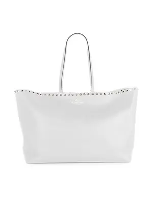 Valentino Garavani Women's Rockstud Leather Tote - Niagara Opal Grey