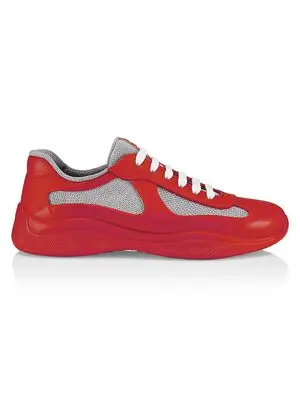 Prada Men's America's Cup Icon Soft Sneakers - Rosso  Rosso