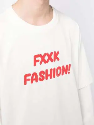 GROUND ZERO Slogan-print Double-sleeved T-shirt - White