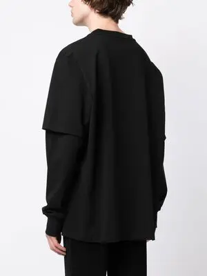 GROUND ZERO Slogan-print Double-sleeved T-shirt - Black