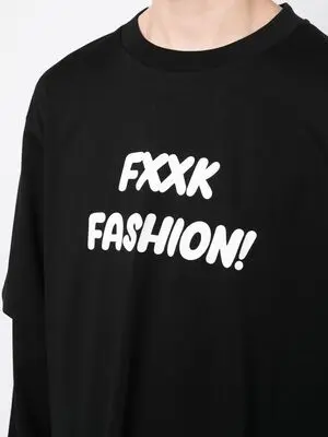GROUND ZERO Slogan-print Double-sleeved T-shirt - Black
