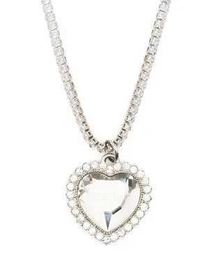 Vetements Crystal-embellished Heart Charm Necklace - Silver