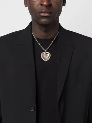 Vetements Crystal-embellished Heart Charm Necklace