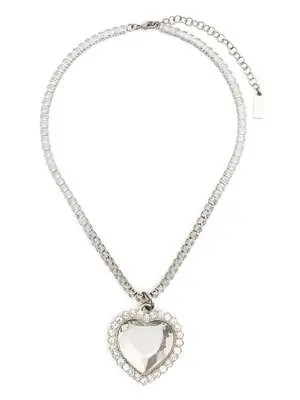 Vetements Crystal-embellished Heart Charm Necklace