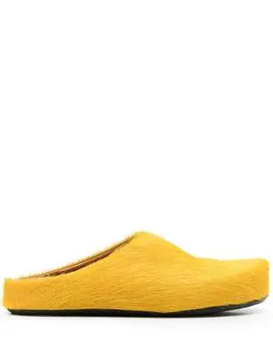 Marni Fussbet Sabot Calf-hair Slippers Yellow
