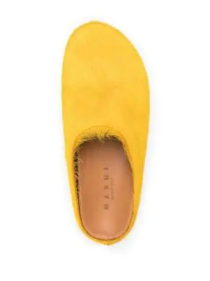 Marni Fussbet Sabot Calf-hair Slippers - Yellow