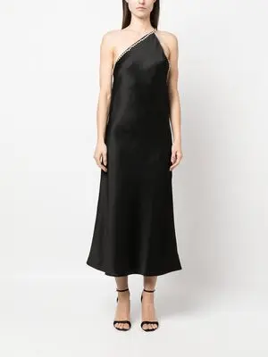 Dodo Bar Or One-shoulder Crystal Embellished Midi Dress