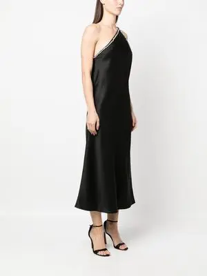 Dodo Bar Or One-shoulder Crystal Embellished Midi Dress