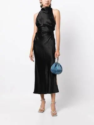 REFORMATION Casette Silk Midi Dress - Black