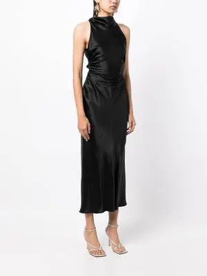 REFORMATION Casette Silk Midi Dress - Black