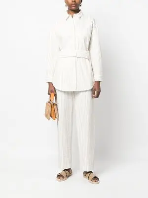 Fabiana Filippi Stripe-print Tied-waist Shirt