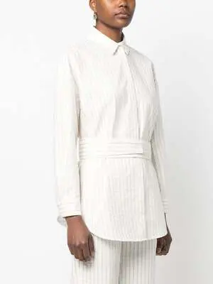 Fabiana Filippi Stripe-print Tied-waist Shirt
