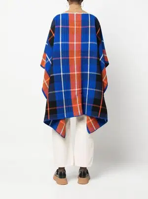 Colville Windowpane-pattern Wool Poncho