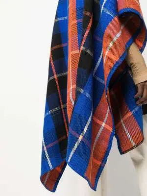 Colville Windowpane-pattern Wool Poncho