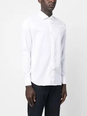 TINTORIA MATTEI 954 Spread-collar Long-sleeve Shirt - White