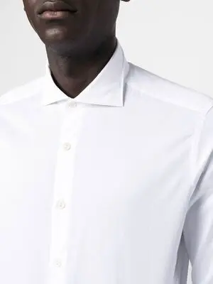 TINTORIA MATTEI 954 Spread-collar Long-sleeve Shirt - White